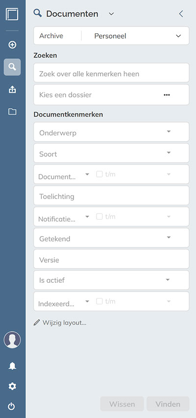 Zoeken naar documenten in Xtendis 7 – Home