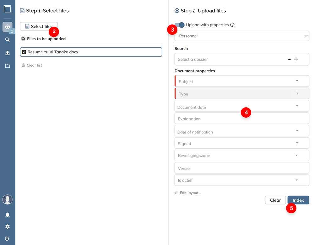 Uploading documents in Xtendis 7 – Home