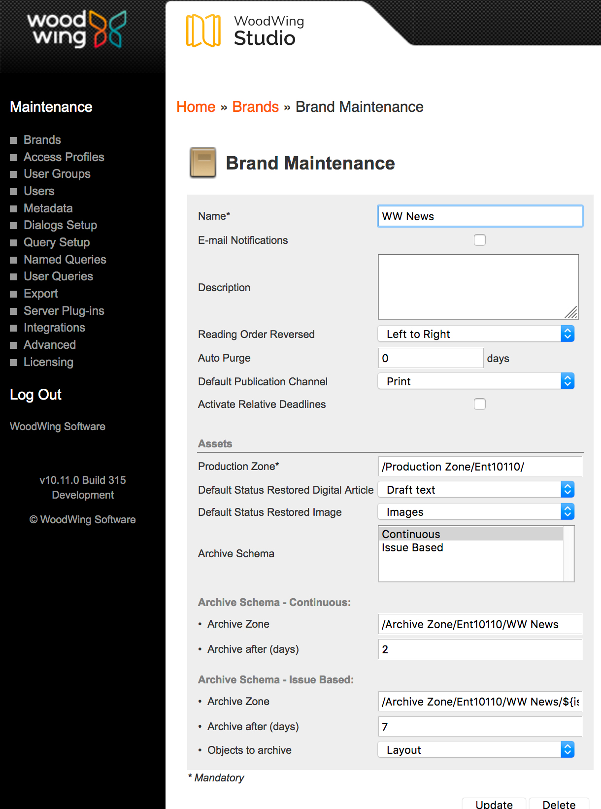 Archiving files from Studio Server 10.11.0 to Assets Server – Home